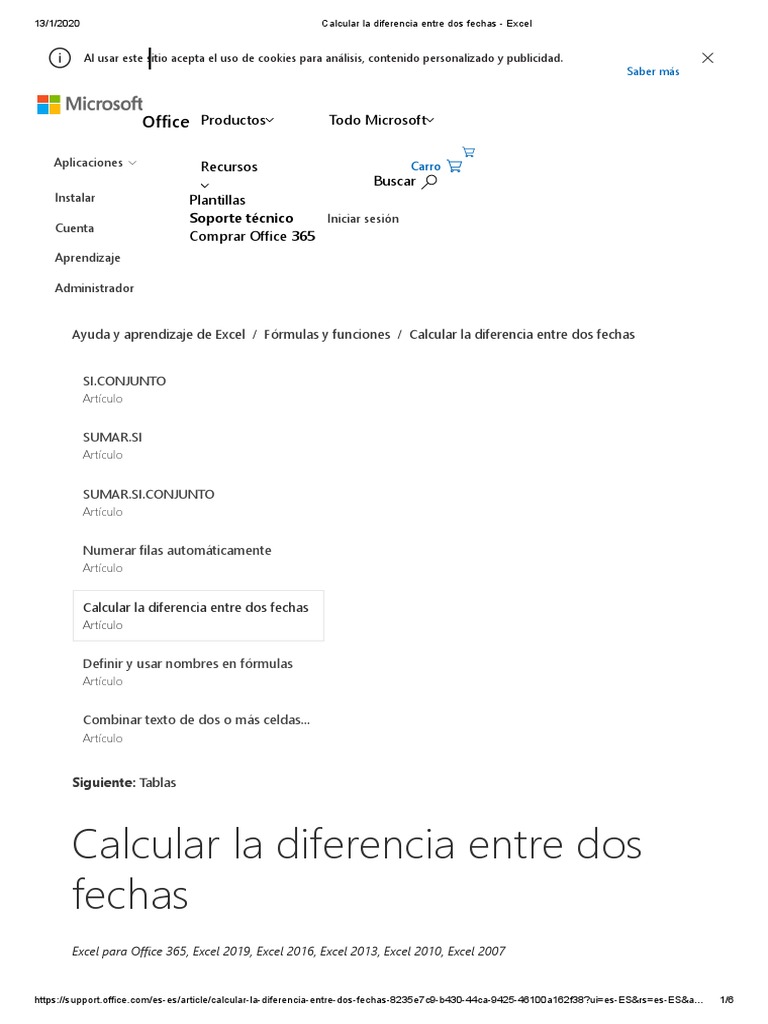 Calcular La Diferencia Entre Dos Fechas - Excel PDF | PDF | Microsoft ...