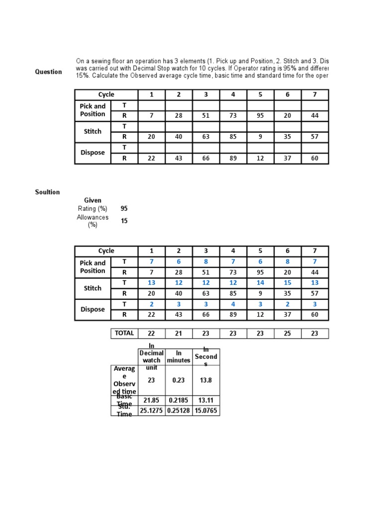 Cycle Time Calculation | PDF | Textile Arts | Textiles