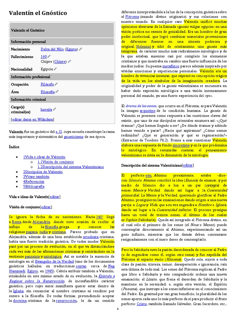 Valentín El Gnóstico | PDF | Dualismo | Gnosticismo