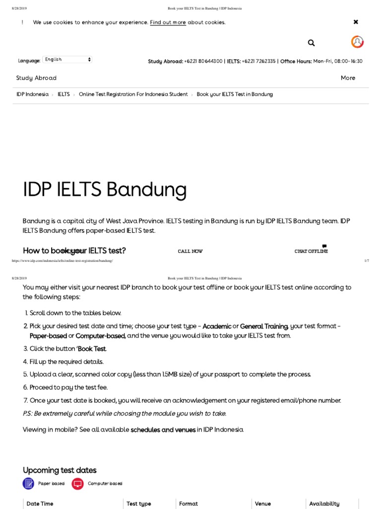 Book Your IELTS Test in Bandung - IDP Indonesia | PDF | International ...