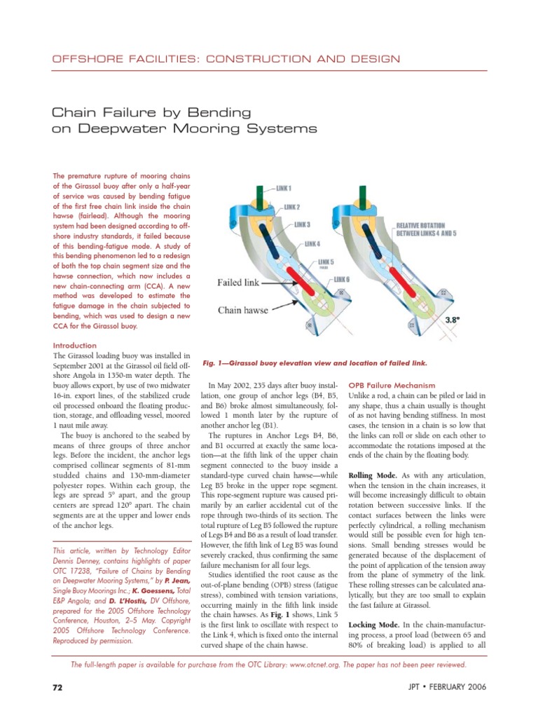 Chain Failure by Bending On Deepwater Mooring Systems | PDF | Fatigue ...