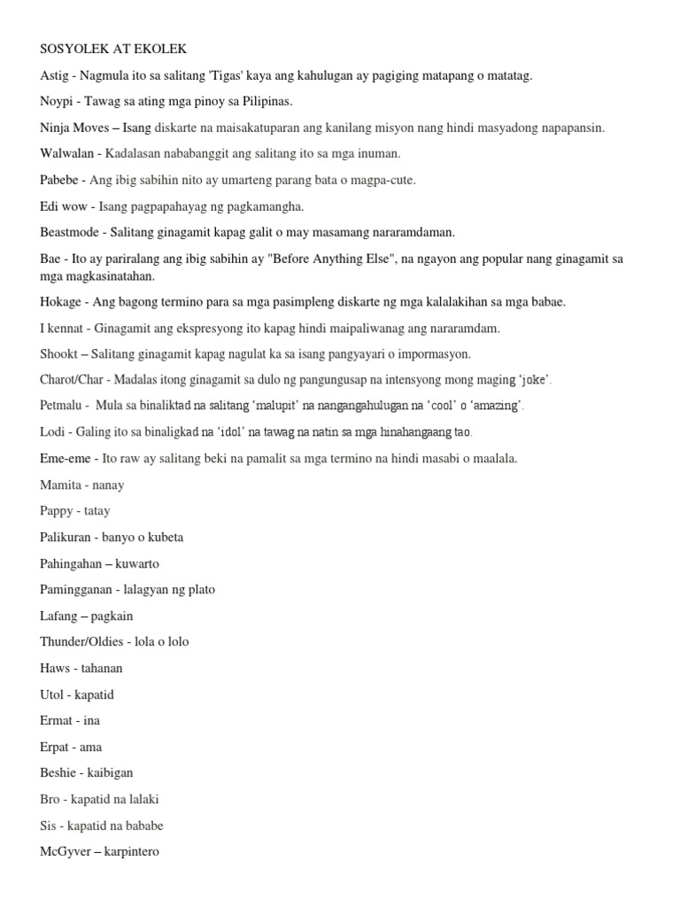 Sosyolek at Etnolek | PDF