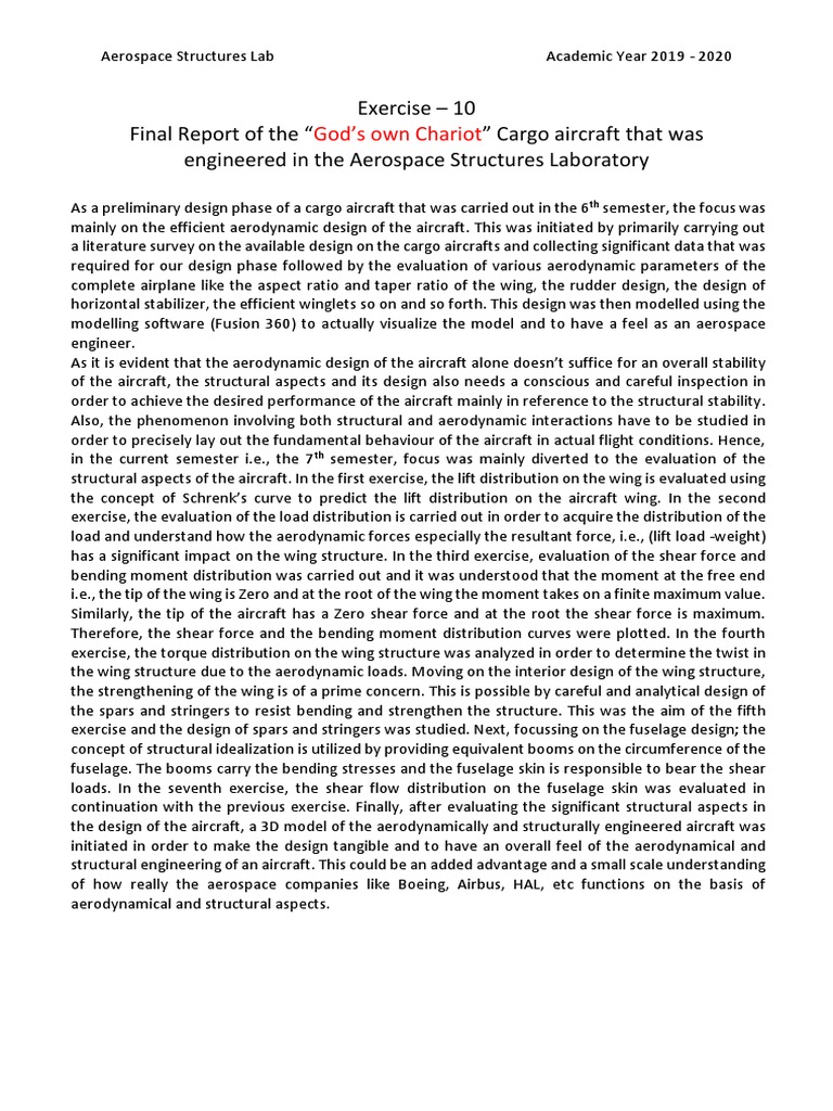 Aerospace Structural Lab Final Report | PDF | Fuselage | Aircraft