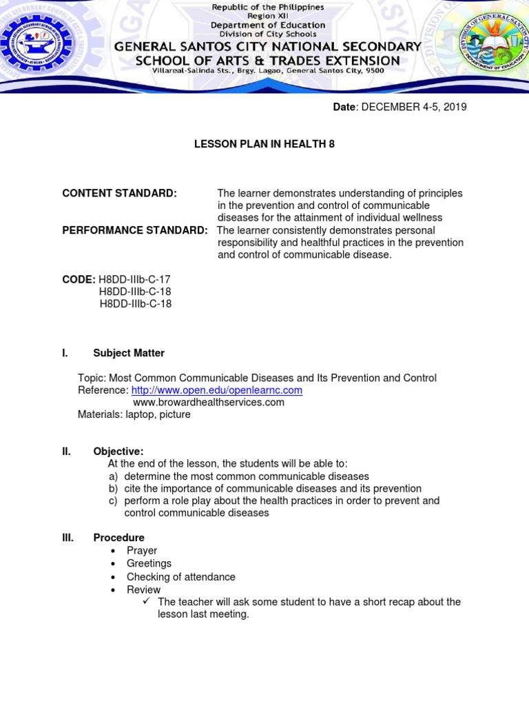 Preventing the Spread: A Lesson Plan on Common Communicable Diseases ...