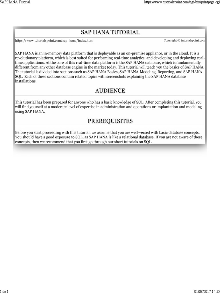 SAP HANA Tutorial | PDF
