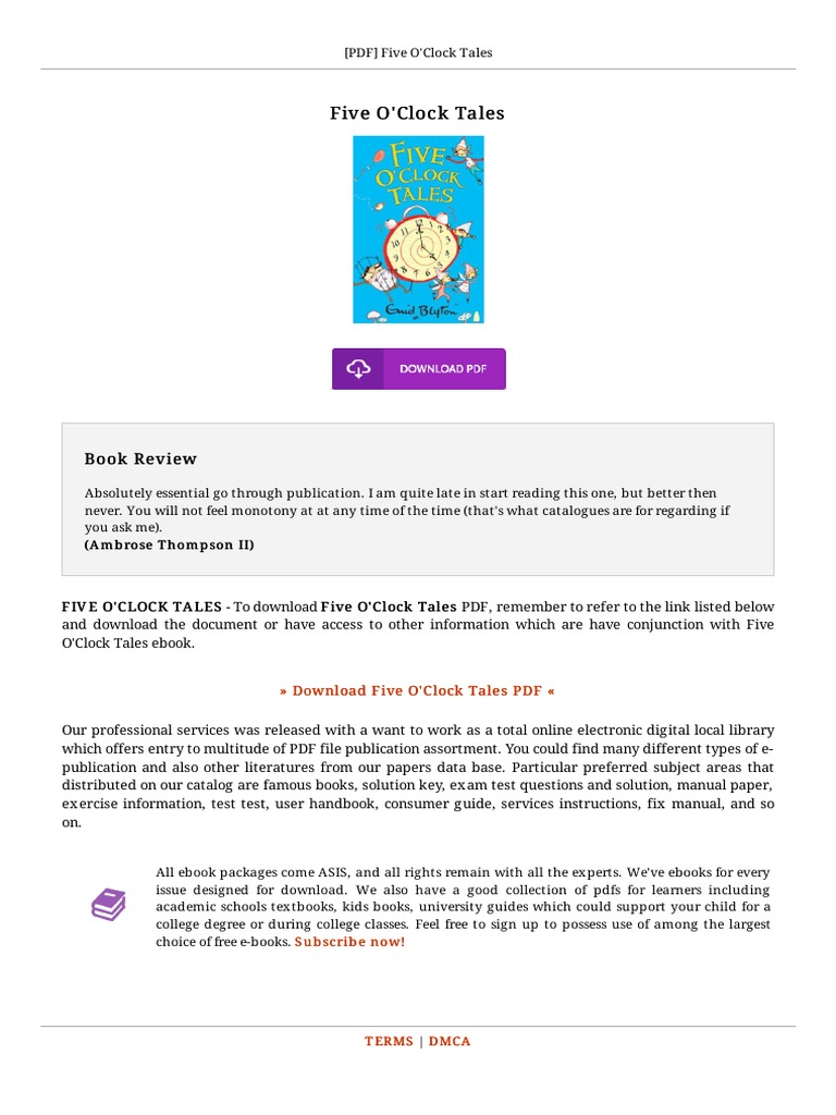 Five o x27 Clock Tales PDF | PDF | E Books | Electronic Paper Technology