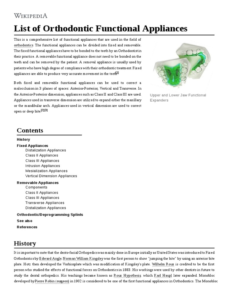 List of Orthodontic Functional Appliances PDF | PDF | Orthodontics ...