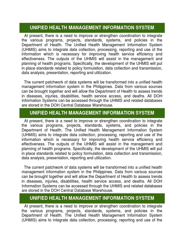 Unified Health Management Information System | PDF | Information System ...