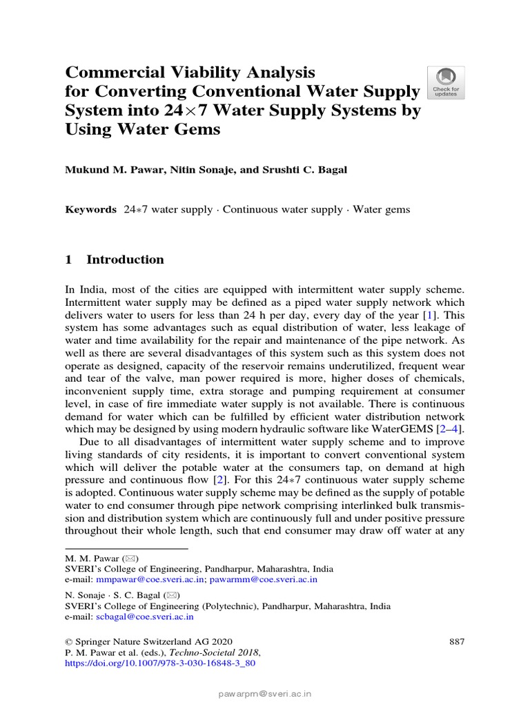 Research Paper On 24x7 Water Supply System Using Water Gems | PDF ...