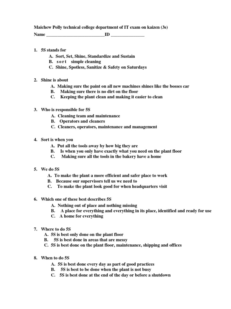 5S Quiz | PDF