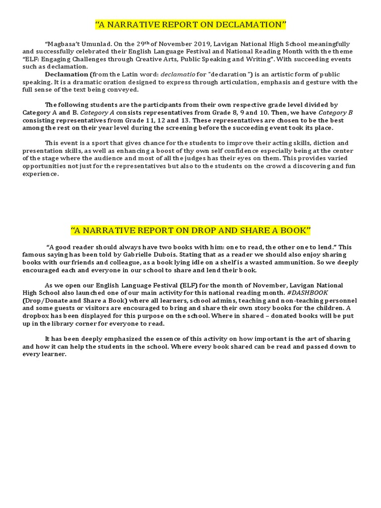 Narrative Report | PDF | Communication | Learning