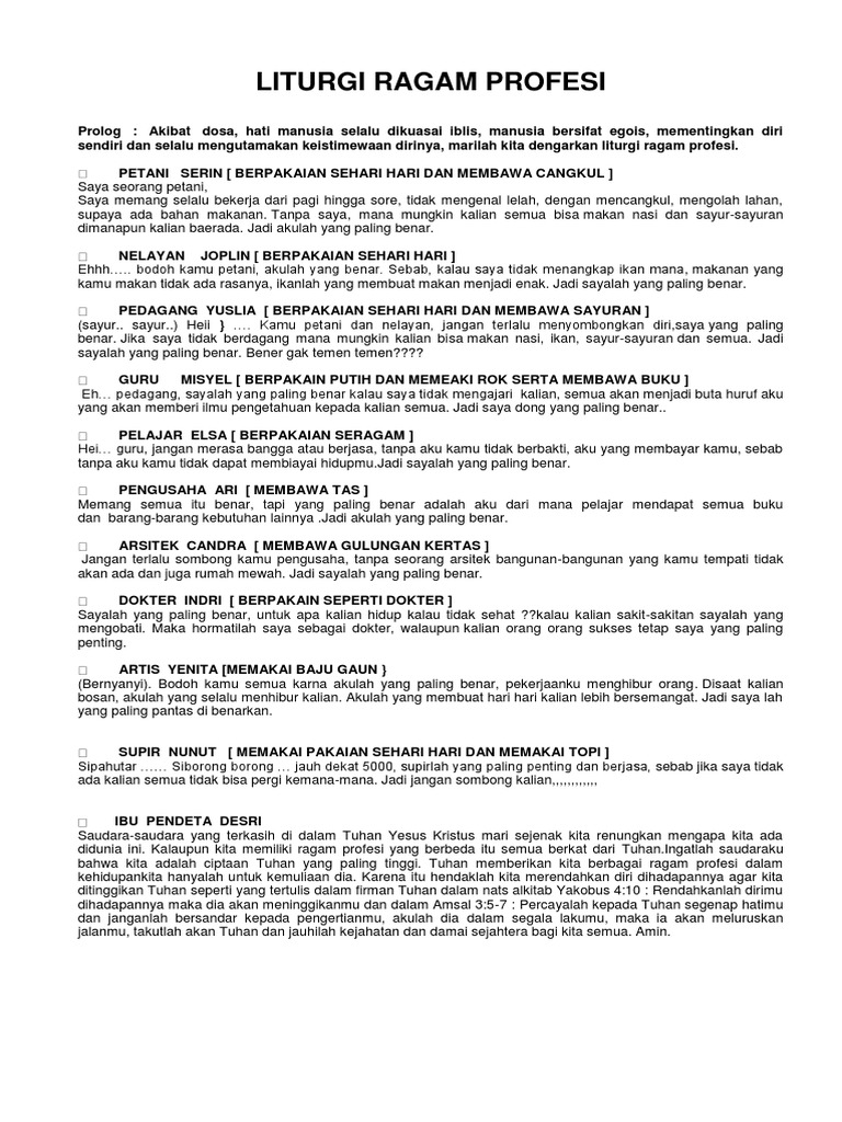 Liturgi Ragam Profesi | PDF | Griya & Taman | Pengembangan Diri
