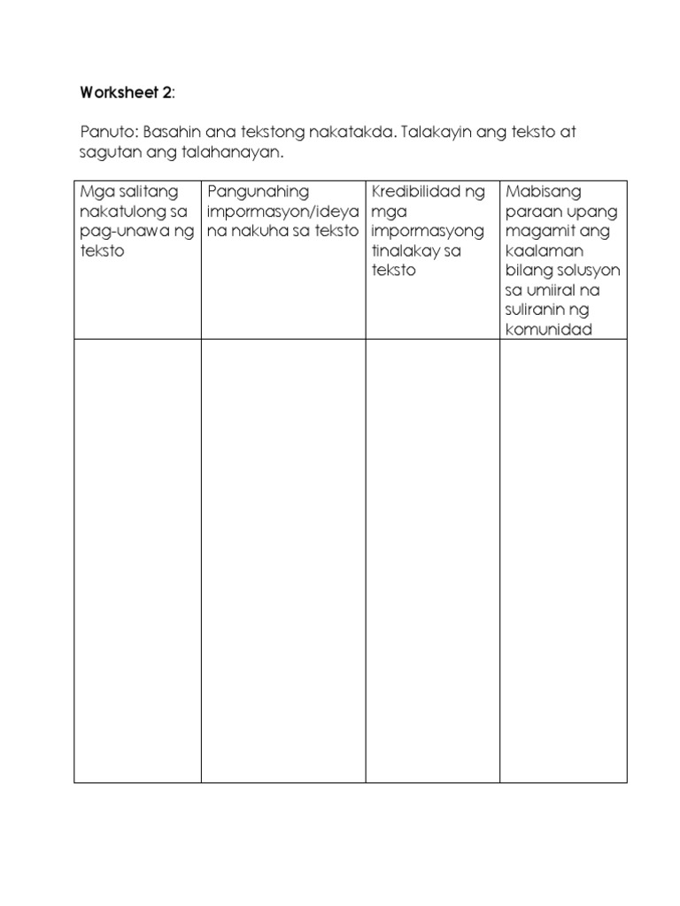 Worksheet 2 Impormatibo | PDF