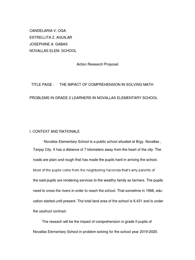 Action Research Proposal Grade IV | PDF | Teaching Mathematics ...