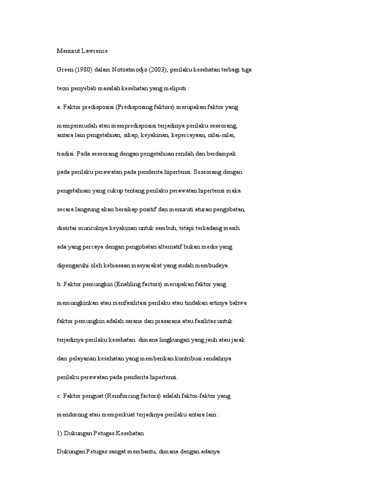 Penerapan Teori Lawrence Green PD Hipertensi | PDF