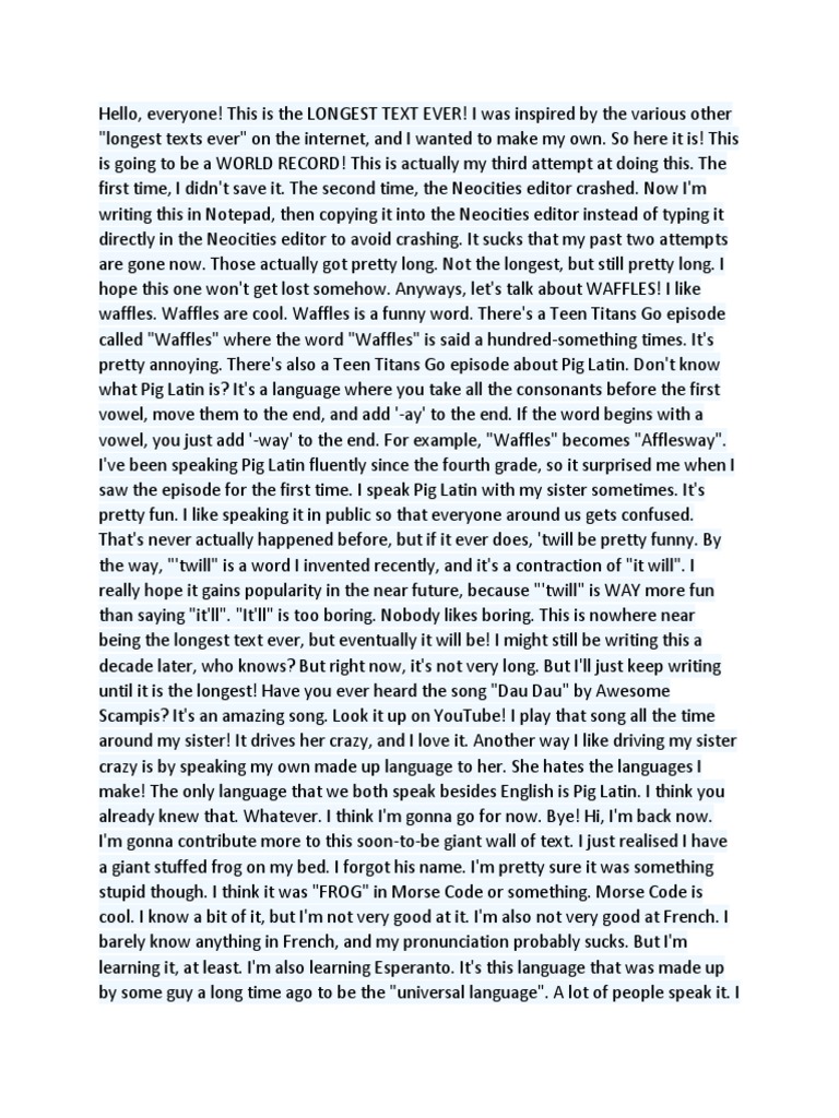 An Ambitious Quest to Set the World Record for the Longest Text Ever by ...