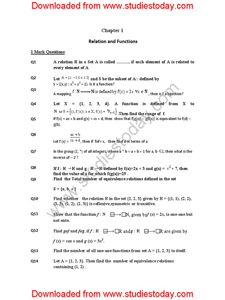 CBSE Class 12 Mathematics HOTs All Chapters | PDF | Analysis | Space