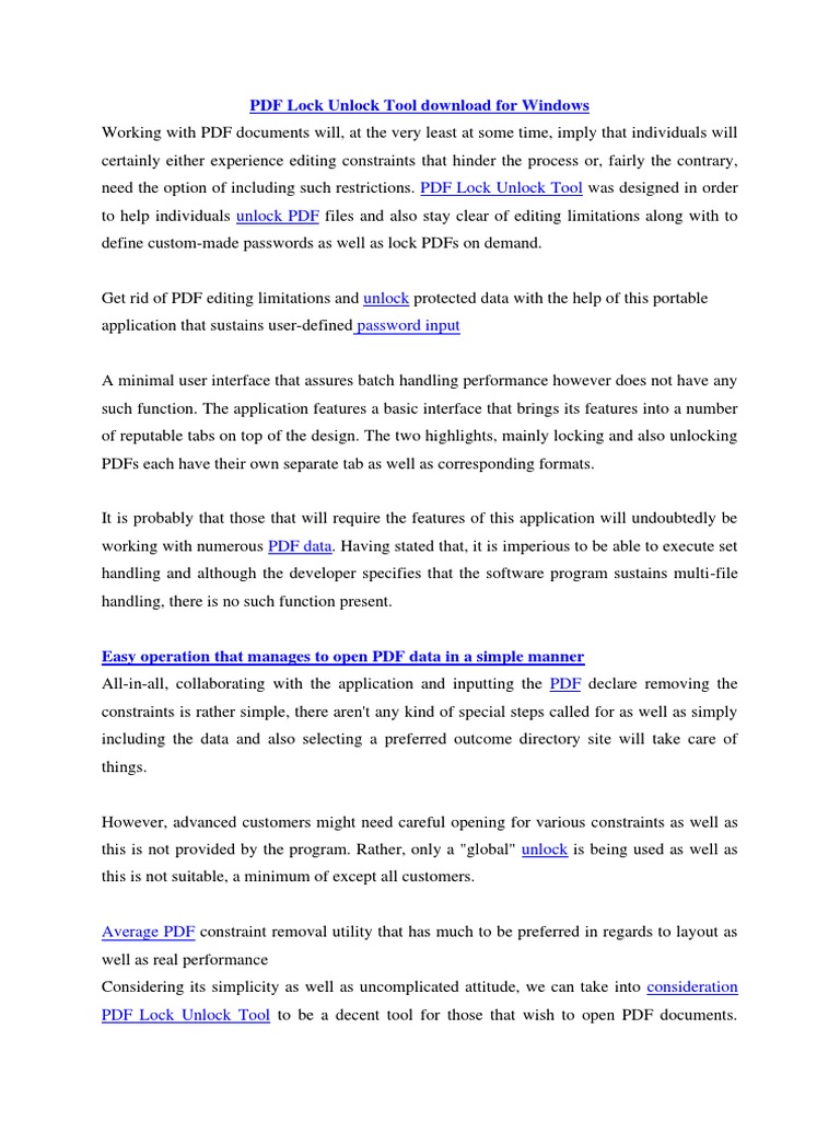 PDF Lock Unlock Tool Download For Windows | PDF