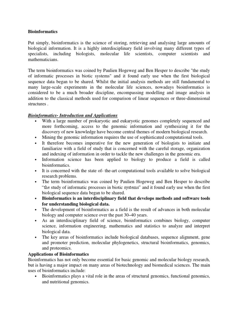Bioinformatics Note | PDF | Bioinformatics | Sequence Alignment