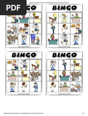 Profesiones Bingo Card🥥 Descubra o melhor do entretenimento com ...