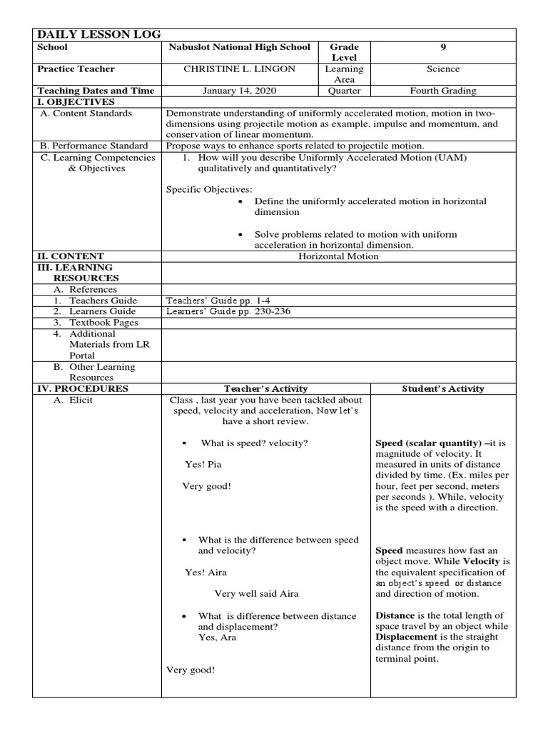 Grade 9 Science: Uniformly Accelerated Motion | PDF | Acceleration ...