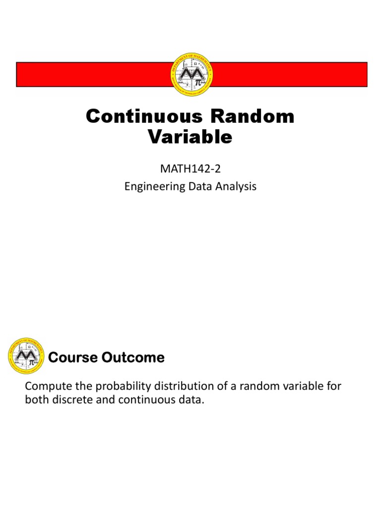 Continuous Random Variable PDF | PDF | Probability Distribution | Probability Density Function