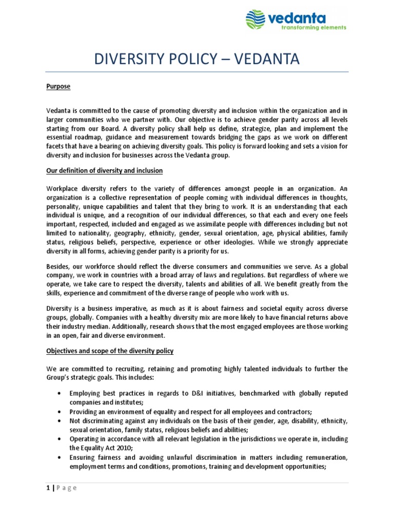 Diversity Inclusion Policy Final | PDF | Recruitment | Leadership