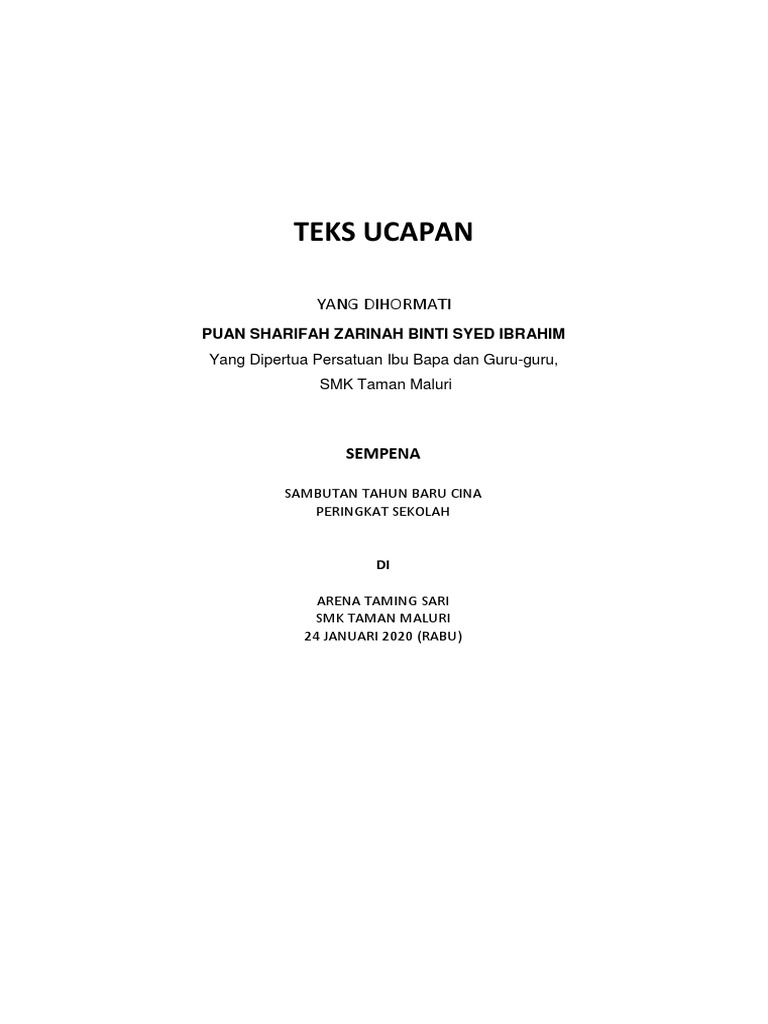 Teks Ucapan Ydp TBC | PDF