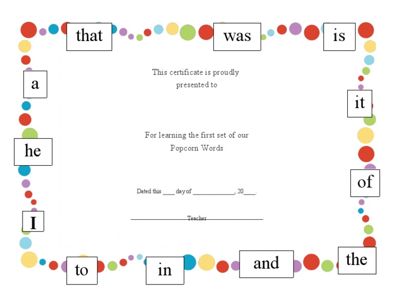 Certificate For Sight Words | PDF