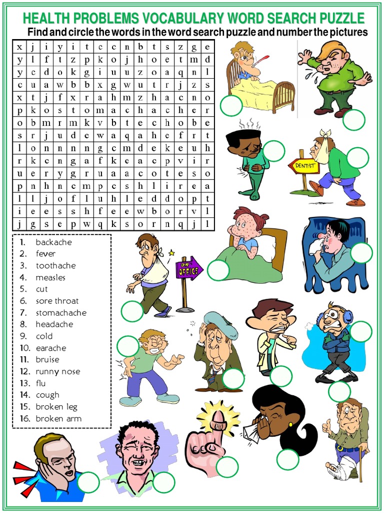Health Problems Vocabulary Worksheet | PDF