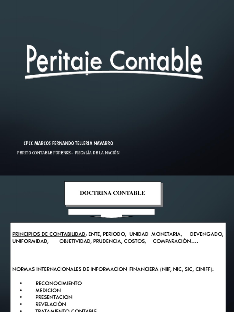 Principios y objetos del peritaje contable en los fueros civil, penal y laboral | PDF | normas ...
