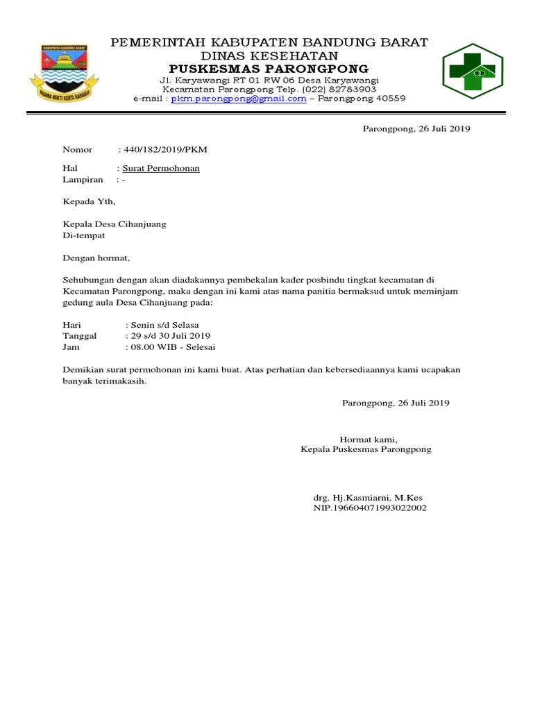 Contoh Surat Permohonan Pinjam Tempat | PDF Contoh Surat Permohonan Pinjam Tempat | PDF