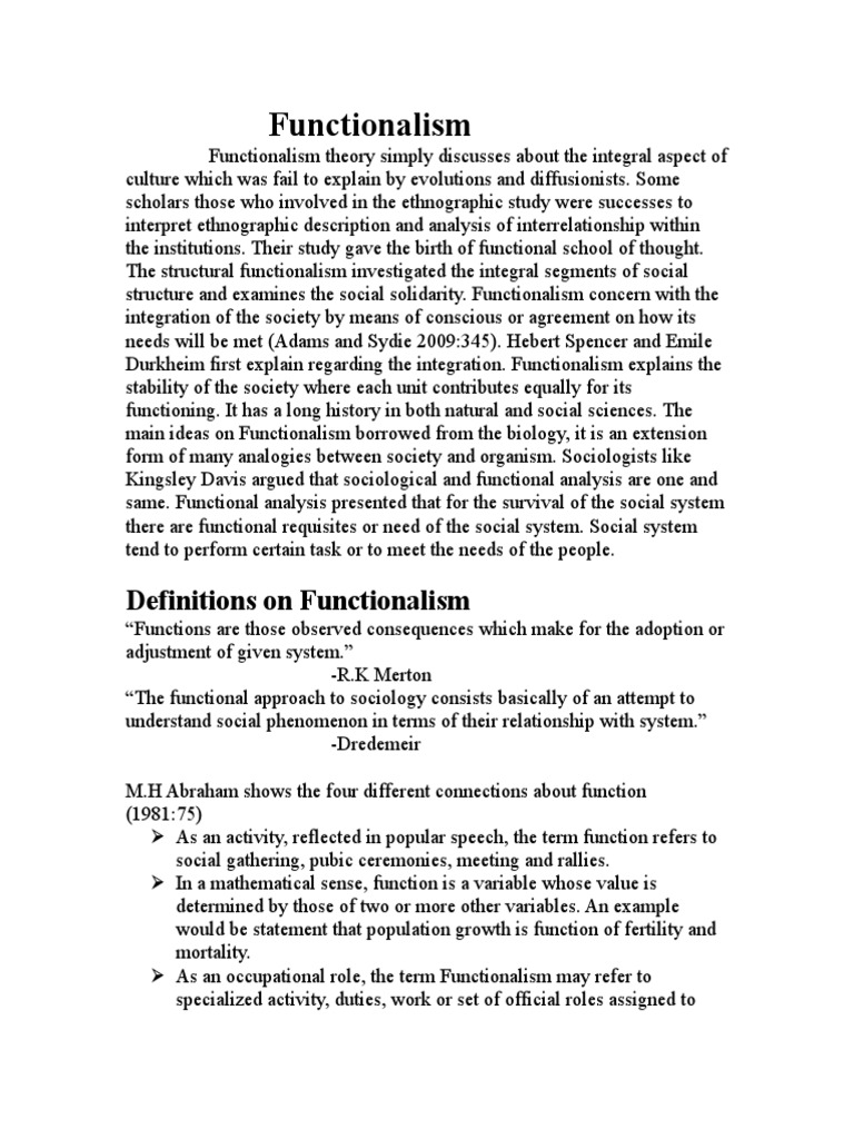 Functionalism | PDF | Émile Durkheim | Social Structure