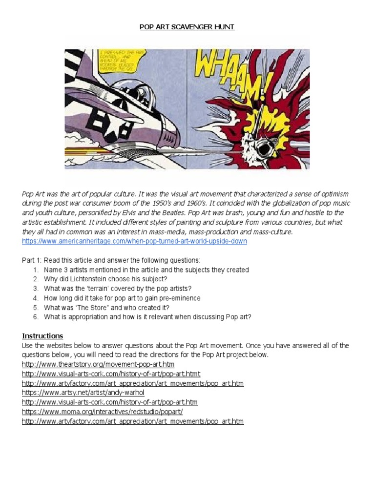 Pop Art Exploration for Students | PDF | Aesthetics | Art Media