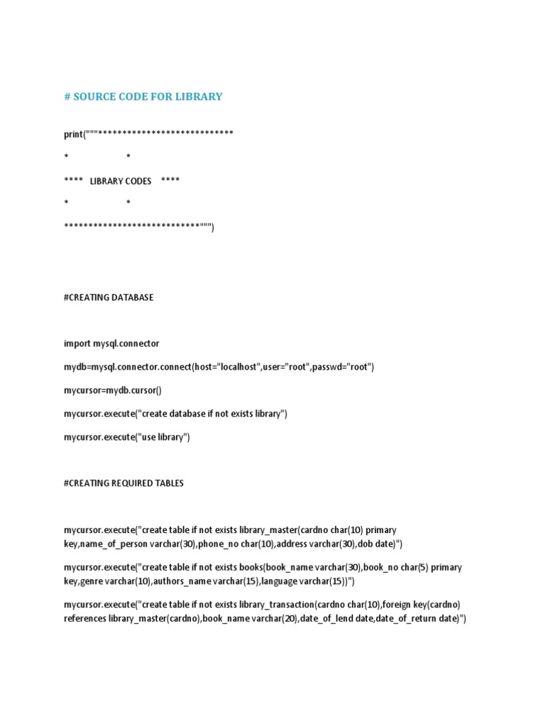 Library Management System Code | PDF | Information Technology ...