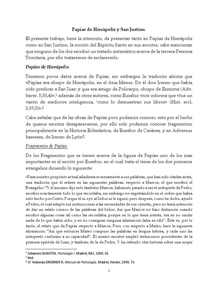 Papías de Hierápolis y el Espíritu Santo | PDF | Comportamiento ...