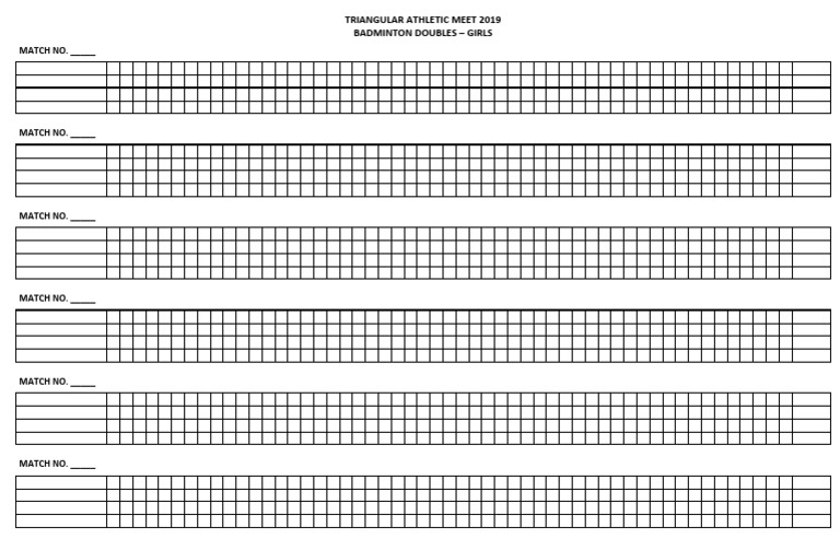 Badminton Score Sheet Doubles | PDF