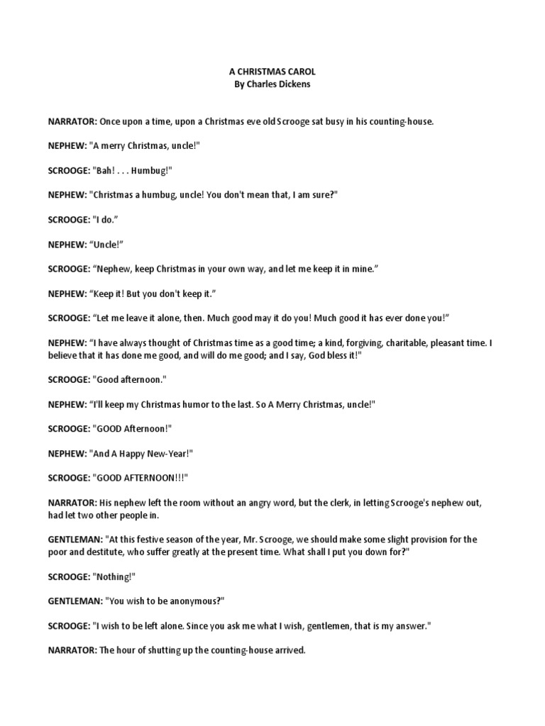 A Christmas Carol - Script | PDF | Ebenezer Scrooge | Tiny Tim (A ...