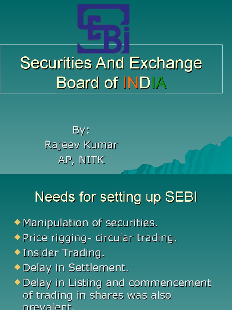 Securities and Exchange Board of INDIA | PDF | Securities (Finance ...