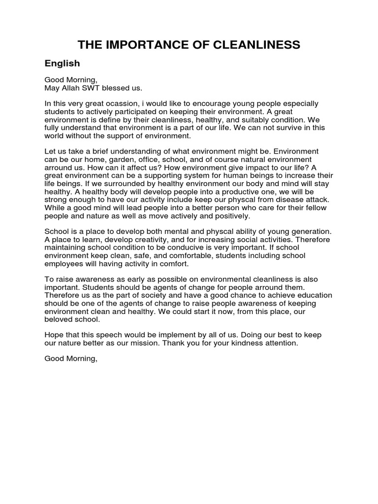 The Importance of Cleanliness | Download Free PDF | Natural Environment ...