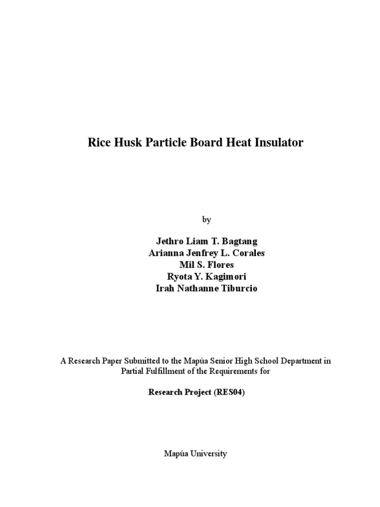 Rice Husk Particle Board Heat InsulatorFINAL | PDF | Student's T Test ...