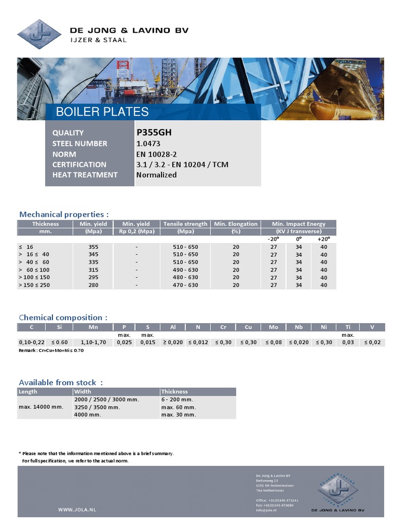 P355GH Steel Properties and Specifications | PDF | Civil Engineering ...