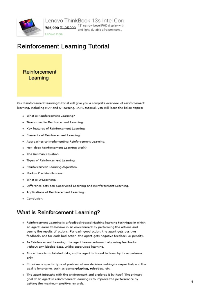 Reinforcement Learning Tutorial | PDF | Areas Of Computer Science ...