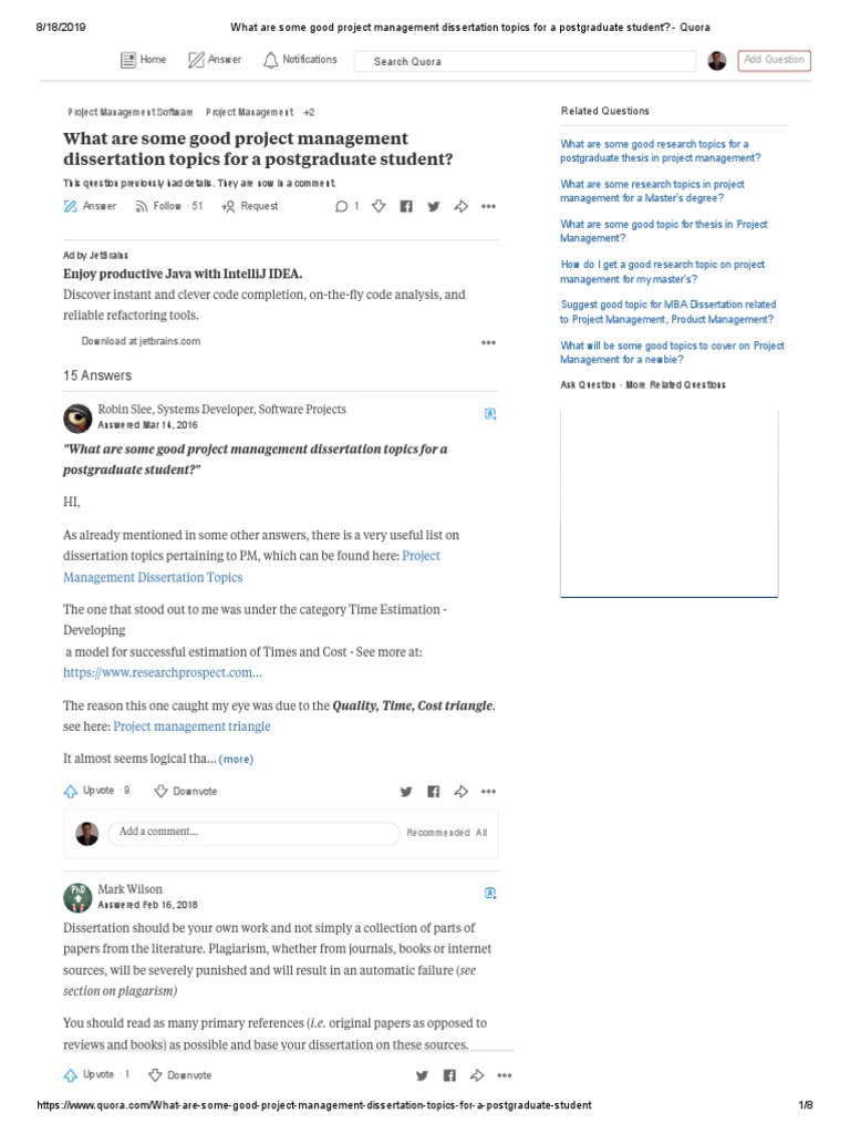 What Are Some Good Project Management Dissertation Topics For A ...