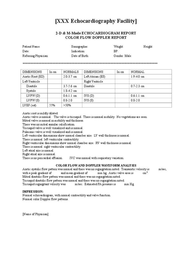 Template Echoreport | PDF | Heart Valve | Diastole