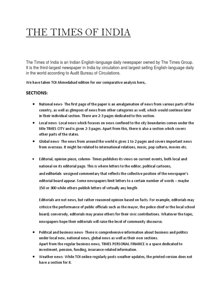 The Times of India | PDF | Newspapers | The Times