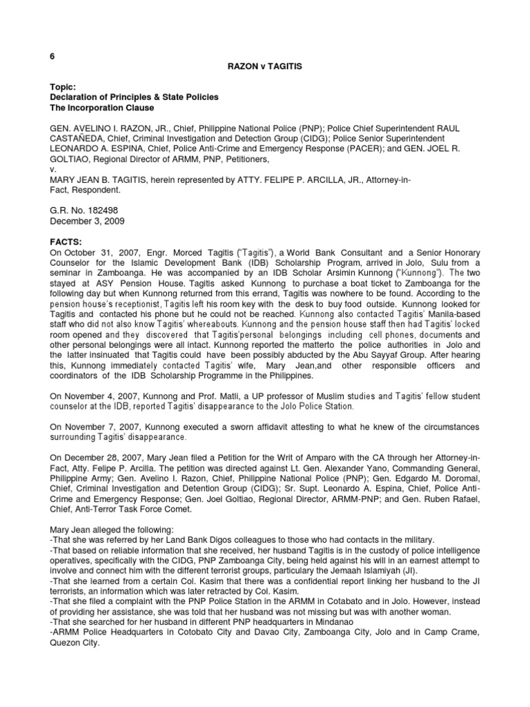 6 Razon V Tagitis | PDF | Human Rights | Public Law