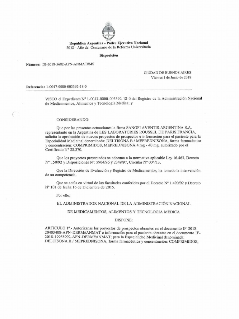 DELTISONA B 4 40mg Prospecto Paciente | PDF | Alergia | Asma