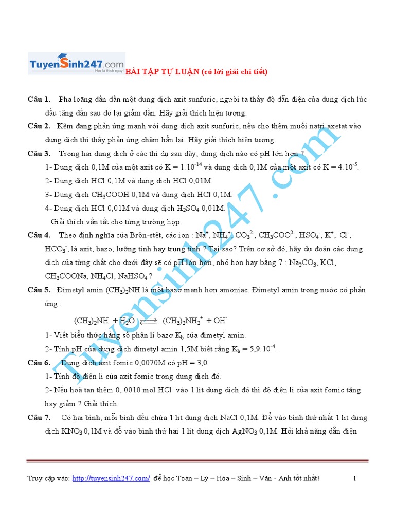 Bai Tap Tu Luan Su Dien Li PDF | PDF