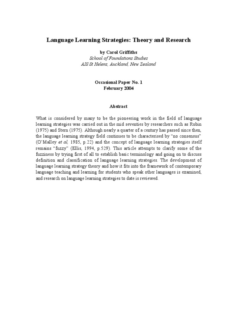 Language Learning Strategy | PDF